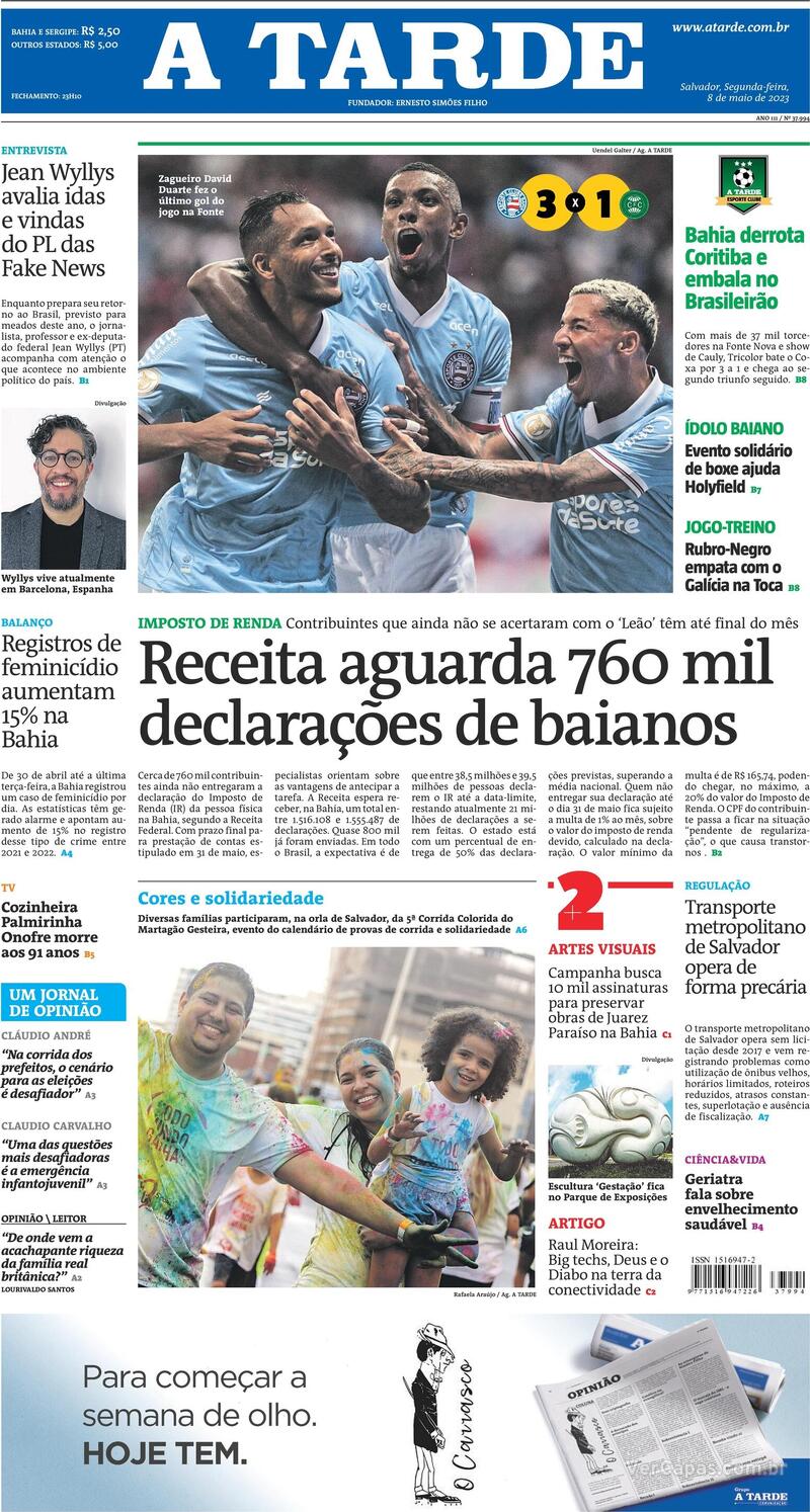 Capa A Tarde Quinta,14 de Abril de 2022