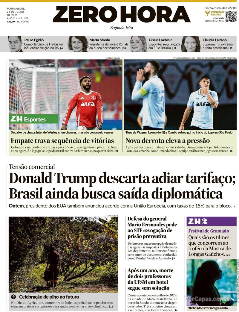 Capa Zero Hora Segunda,15 de Abril de 2024