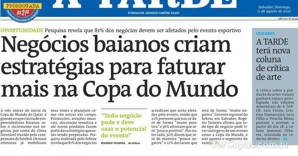 Capa A Tarde Domingo,21 de Agosto de 2022